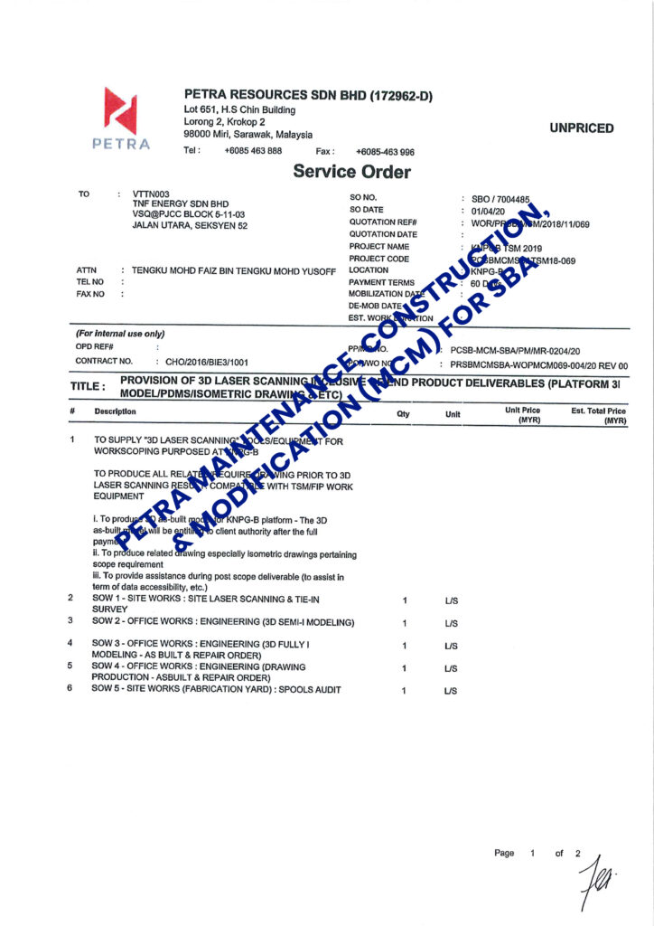 Major Milestones – TNFE